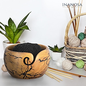 Premium Yarn Storage Bowls Large(7x4)" | Multipurpose Wooden Bowls | Wood Fracking Yarn Bowls | Yarn Organiser - Gift for Mom - Inanosa