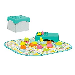 Infantino Super Soft 1st Building Blocks Activity Station, Easy-to-Hold for Babies & Toddlers, BPA-Free, Multi-Colored, 22-Piece Set with Storage Box and Mat