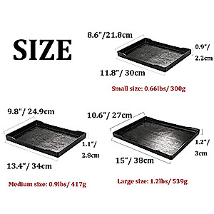 Plastic Serving Tray for Food 3Pcs Melamine Tray Platter with Wooden Wrinkle Black Rectangular Serving Board for Tea/Coffee/Fruit/Bread/Cake/Pastries/Cookie Tray for Home Wedding Kitchen Countertop