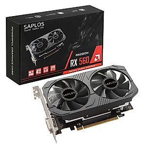 SAPLOS Radeon RX 560 4GB GDDR5 128-bit, HDMI DisplayPort DVI-D, Graphics Card for PC, Dual Air Cooling, Computer GPU Video Card Gaming, DirectX 12