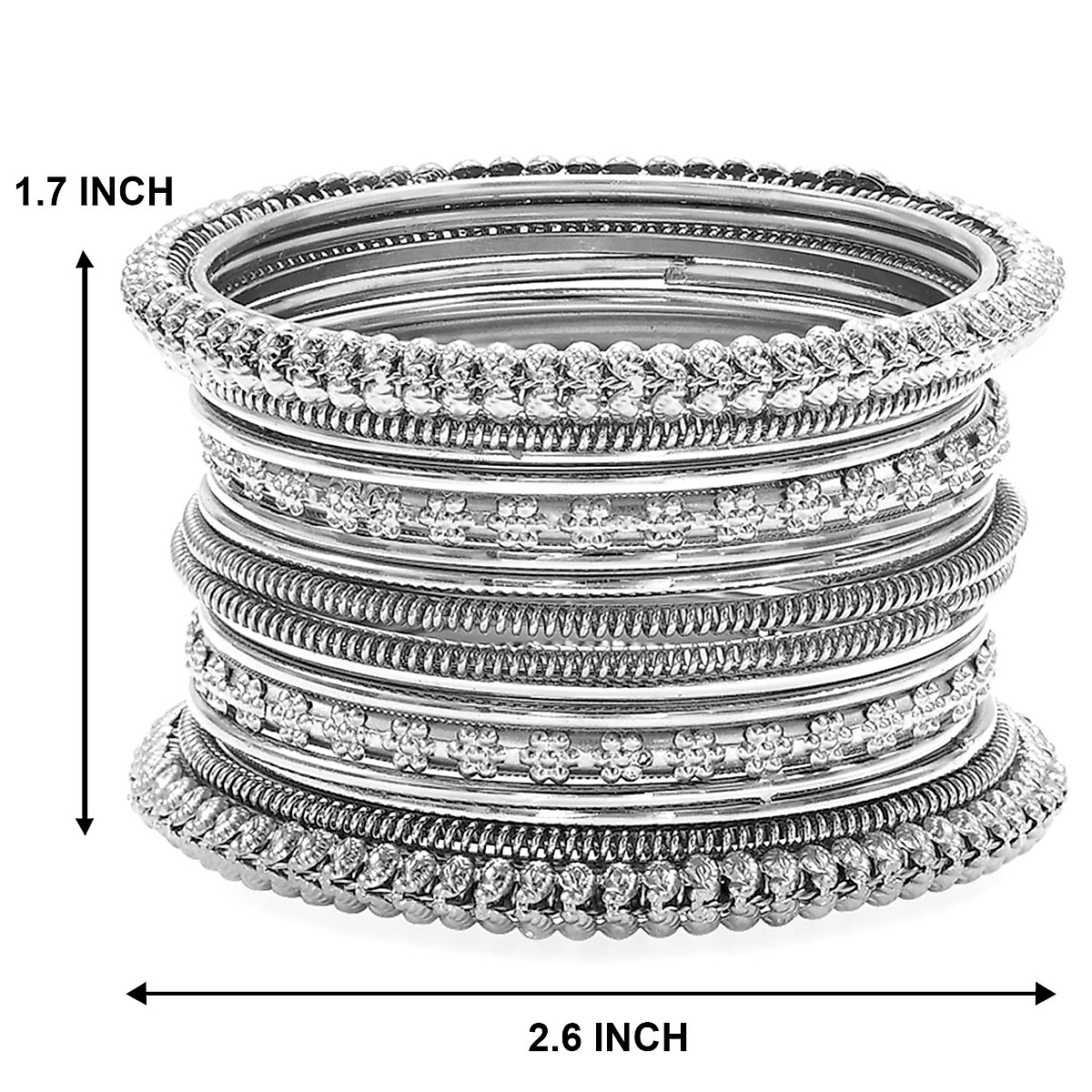 Aheli Oxidized Bohemian Bangles Set Indian Traditional Antique Multiple Textured Bracelet Chudha for Women Girls Ethnic Stylish Party Wedding Wear Jewelry