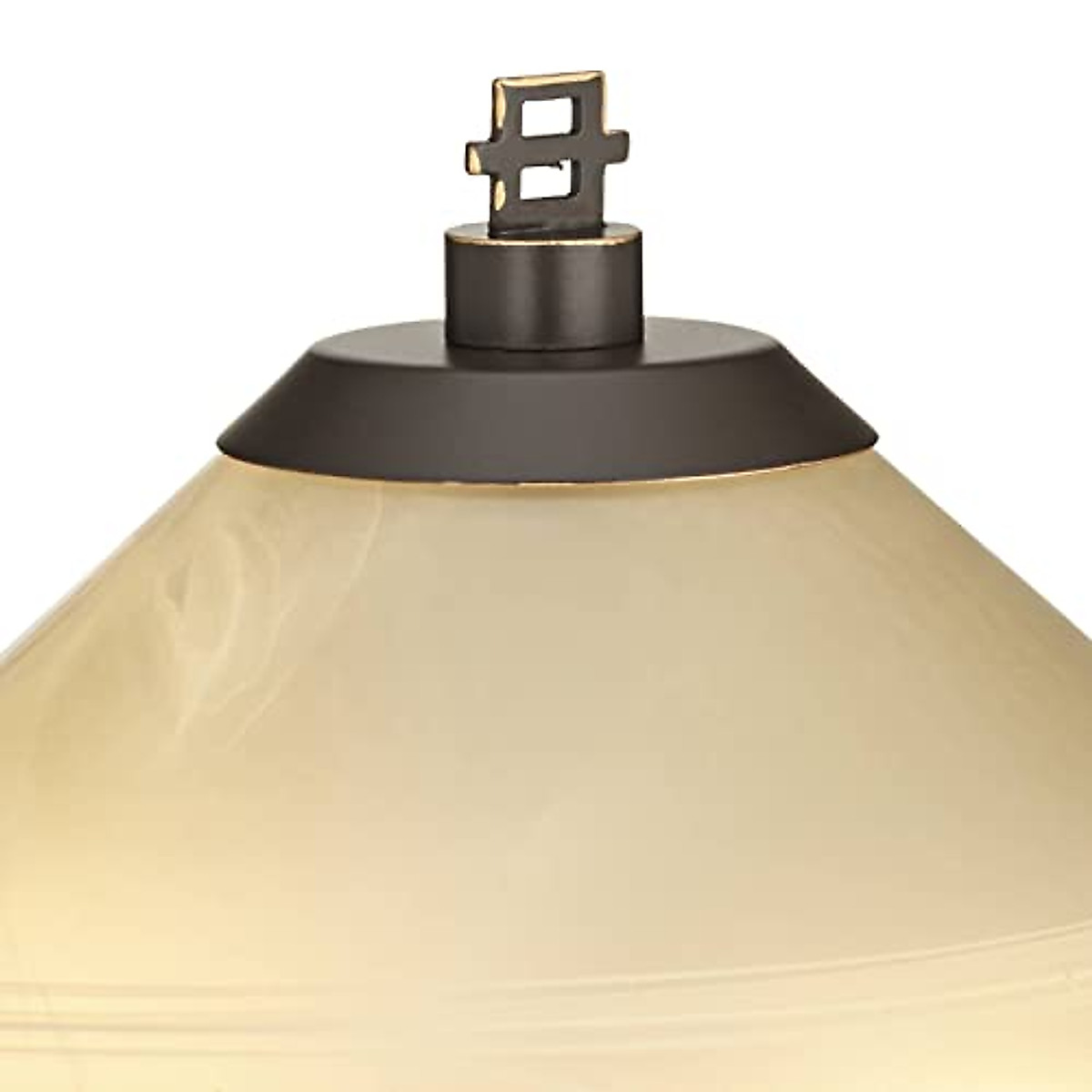 Franklin Iron Works Metro Planes 'n' Posts Rustic Farmhouse Accent Table Lamp 23 1/2" High with Dimmer Bronze Metal Alabaster Art Glass Shade for Bedroom Living Room House Home Bedside Nightstand