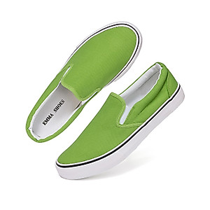 Low-Top Slip Ons Women's Fashion Sneakers Casual Canvas Sneakers for Women Comfortable Flats Breathable Padded Insole Slip on Sneakers Women Low Slip on Shoes (Light Green, Numeric_9)