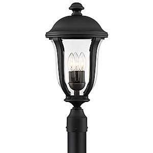 Park Sienna Traditional Post Light Fixture Black 20" Clear Glass Outdoor Decoration for Exterior House Porch Patio Outside Deck Garage Yard Garden Driveway Home Lawn Walkway - John Timberland