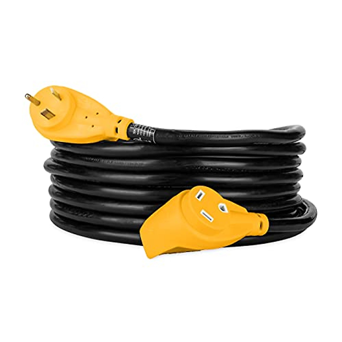 Camco PowerGrip RV Extension Cord | Features Power Grip Handles and an Extremely Flexible Design | 30-Amp, 10-Gauge, 25 Feet (55191) & Heavy-Duty Leveling Blocks | Yellow | 10-Pack (44510)