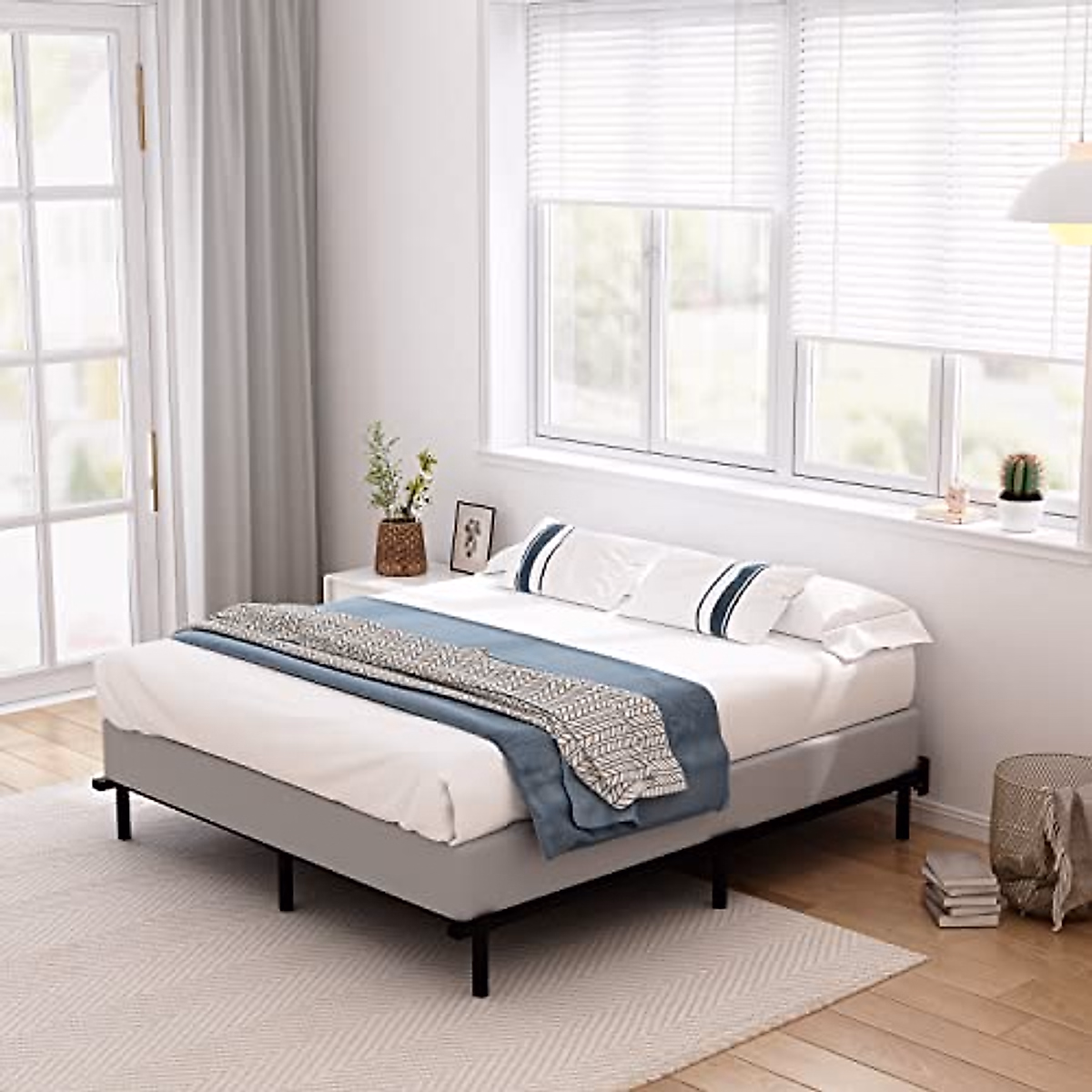 Gdduck Box Spring Full, 5 Inch Metal Full Size Box Spring Only Basics Bed Base, Mattress Foundation,Black Sturdy Heavy Duty Structure with Cover, Noise Free,Easy Assembly