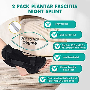 Vsehipl Plantar Fasciitis Night Splint,2 Pack 2023 NEW Upgraded Night Splint Adjustable Elastic Dorsal for Women & Men,Plantar Fasciitis Relief Brace for Achilles Tendonitis and Foot Drops