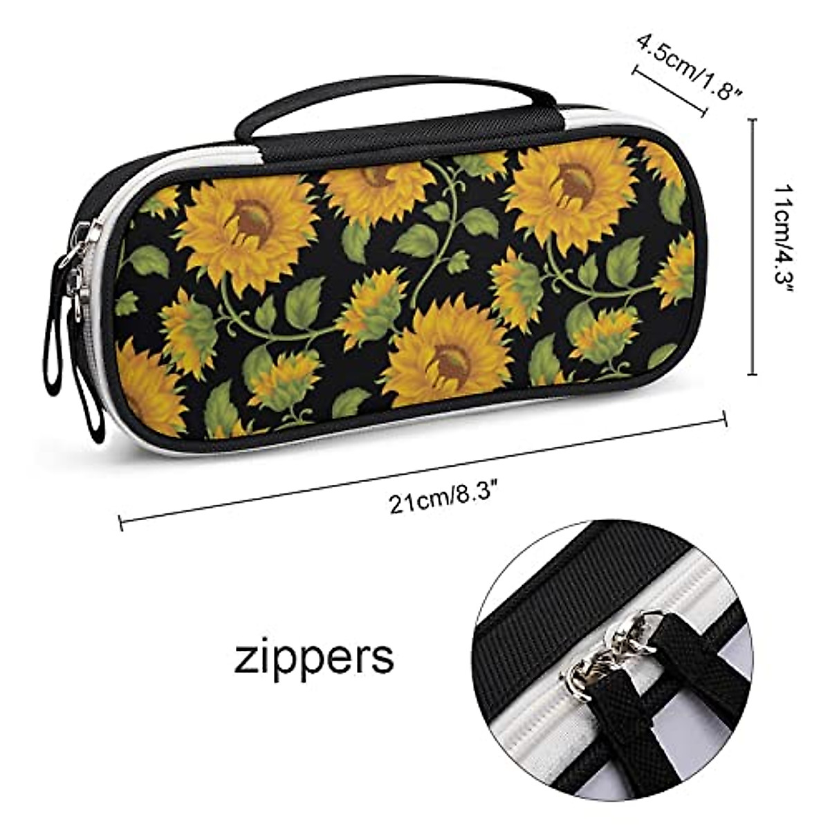 Sunflowers Pencil Case Bag Large Capacity Stationery Pouch with Handle Portable Makeup Bag Desk Organizer