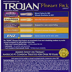 Trojan Pleasure Pack Premium Lubricated Latex Condoms, 40 Count