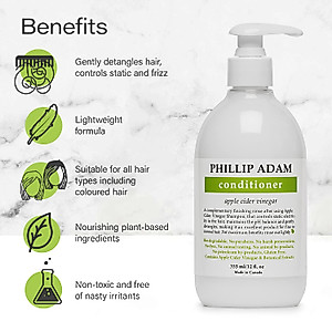 Phillip Adam Apple Cider Vinegar Conditioner for Shiny Hair - No Harsh Preservatives - For All Hair Types - 12 Ounce