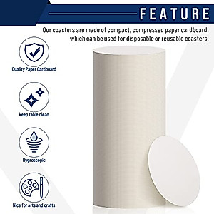 Disposable Paper Coasters Bulk, Cardboard Coasters 4 Inch White Coasters for Drinks DIY Crafts Kids Arts Bar Wedding (Round, 400 Pcs)