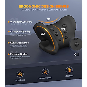 Tinhin 3S Heated Neck Stretcher for 9X Pain Relief, 3X Larger Graphene Heating Area w/Magnetic Therapy Case, Cervical Traction Device Pillow, Neck and Shoulder Relaxer Support for TMJ Spine Alignment