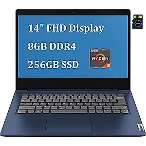 Lenovo Ideapad 3 Laptop Computer I 14" Full HD I AMD Ryzen 3 3250U (>i5-7200U) I 8GB DDR4 256GB SSD I AMD Radeon Vega 3 HD Webcam HDMI Dolby Audio Win 10 + 16GB Micro SD Card