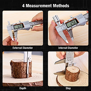 Raynesys Digital Caliper 6 inch 150mm Micrometer Caliper Digital Caliper All Stainless Steel Electronic Diameter Measuring Tool with Large LCD Screen for Household/Jewelers/DIY