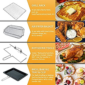 Air Fryer Toaster Oven, Feekaa Black and Gold Toaster, 4 Slice, 21QT 1700W Convection Countertop, 7-in-1 Combo, 7 Accessories, Healthy Cooking User Friendly