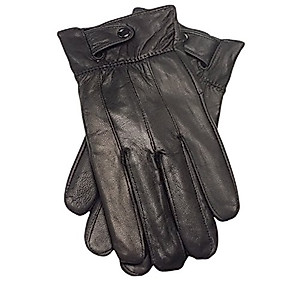 REED Men's Genuine Leather Warm Lined Driving Gloves (L, BLACK)