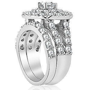 4 1/3 ct Diamond Cushion Double Halo Engagement Ring Wedding Set 10k White Gold - Size 5
