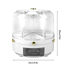 Rice and Grain Storage Container, 6KG Capacity 6 Grid Rice Dispenser, 360° Rotatable Food Storage Container, One Click Button Dry Food Storage Box Rice Bucket for Cereal, Grain, Beans(White)
