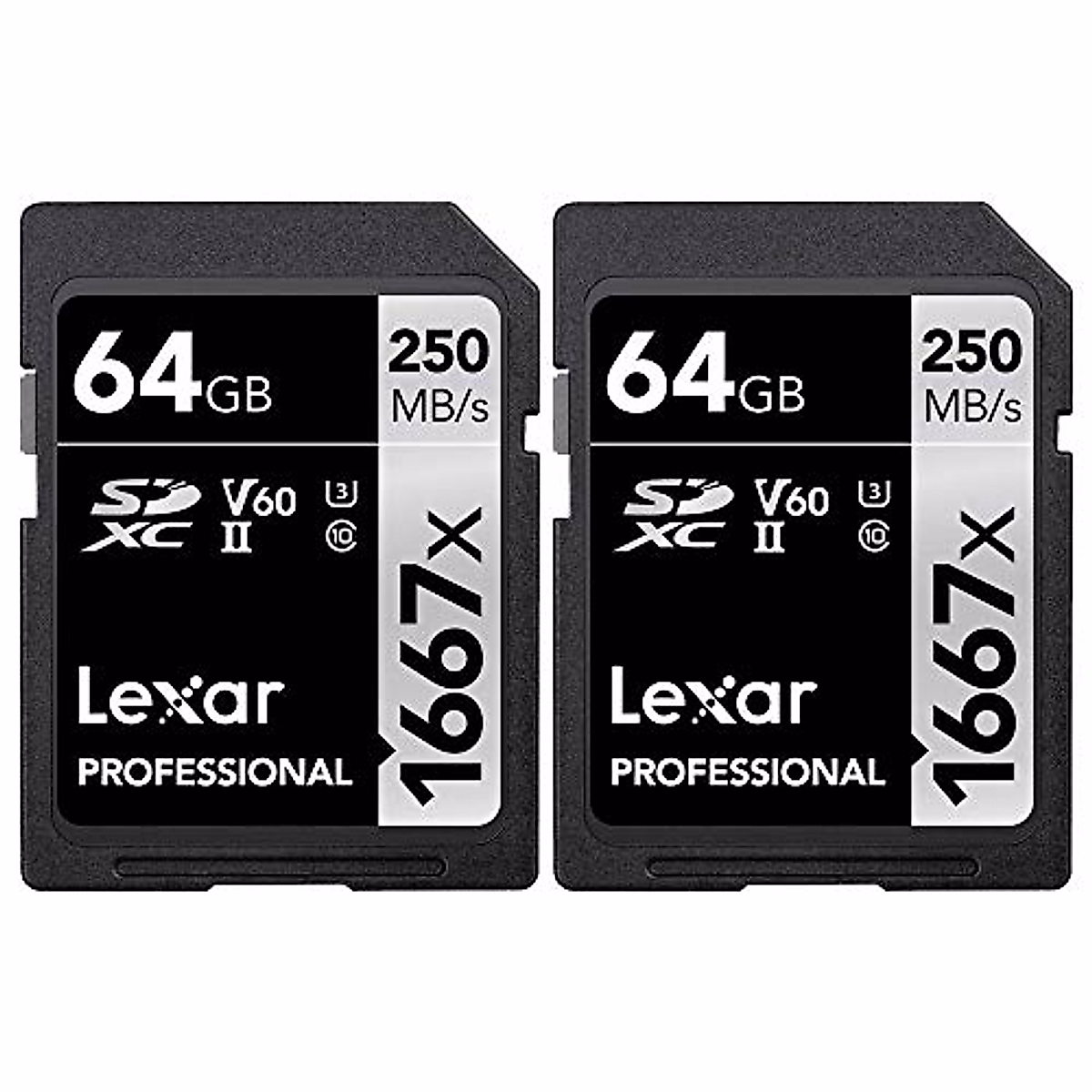 Lexar Professional 64GB 1667x UHS-II SDXC Memory Card (2-Pack)