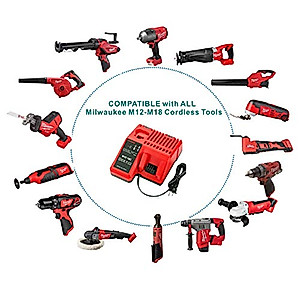 LALAFO Updated Replacement Milwaukee M12 M14 M18 Multi-Voltage Battery Charger, Compatible with All Milwaukee 12V 14.4V 18V Lithium-ion XC Battery, like M18 M12 M14 48-11-1850 48-11-1812.