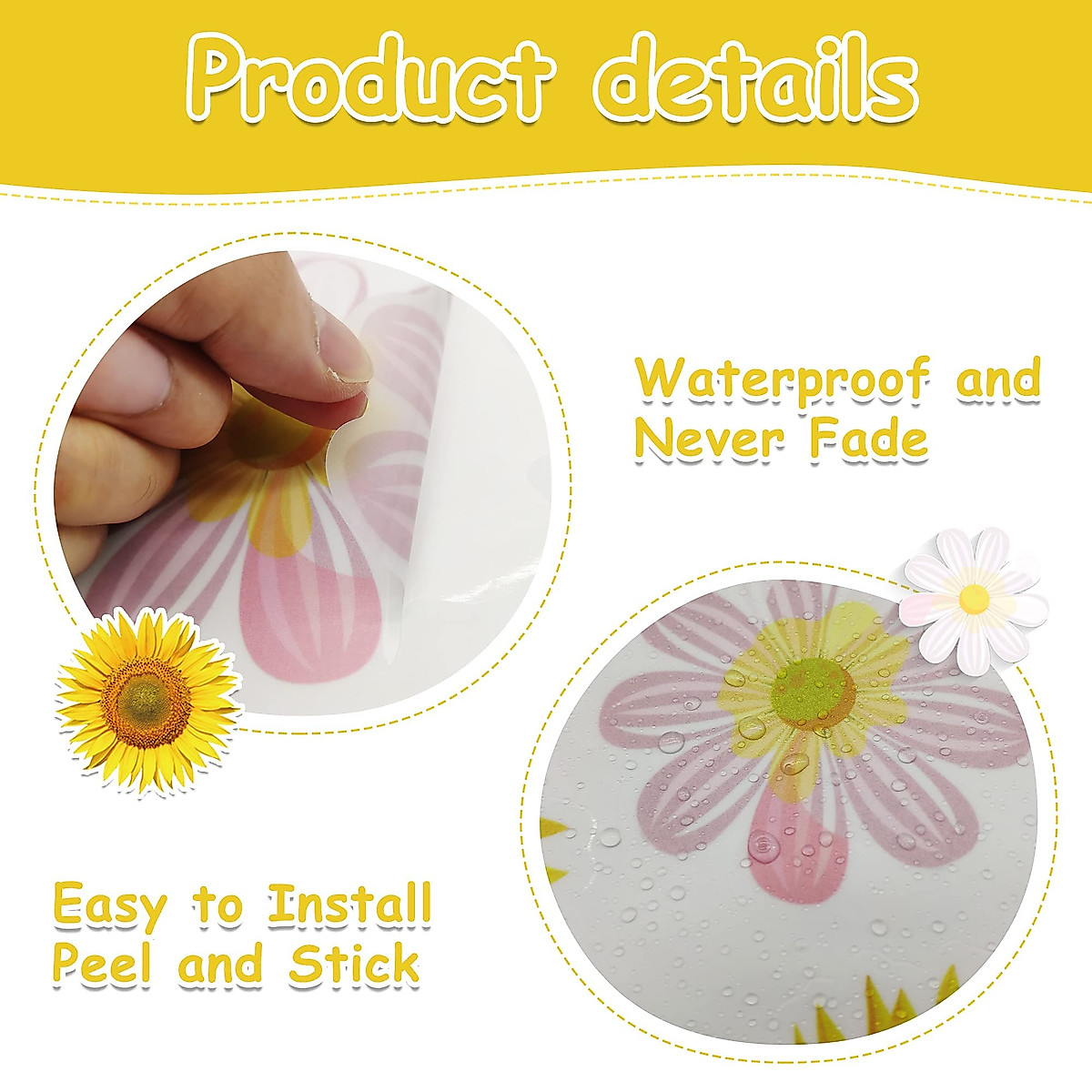 nspirational Quotes Wall Stickers Vinyl Sunflower Daisy Wall Decals Removable Motivational Lettering Positive Sayings Stickers Live Laugh Love Wall Decor Phases for Kitchen Bedroom Living Room Home…