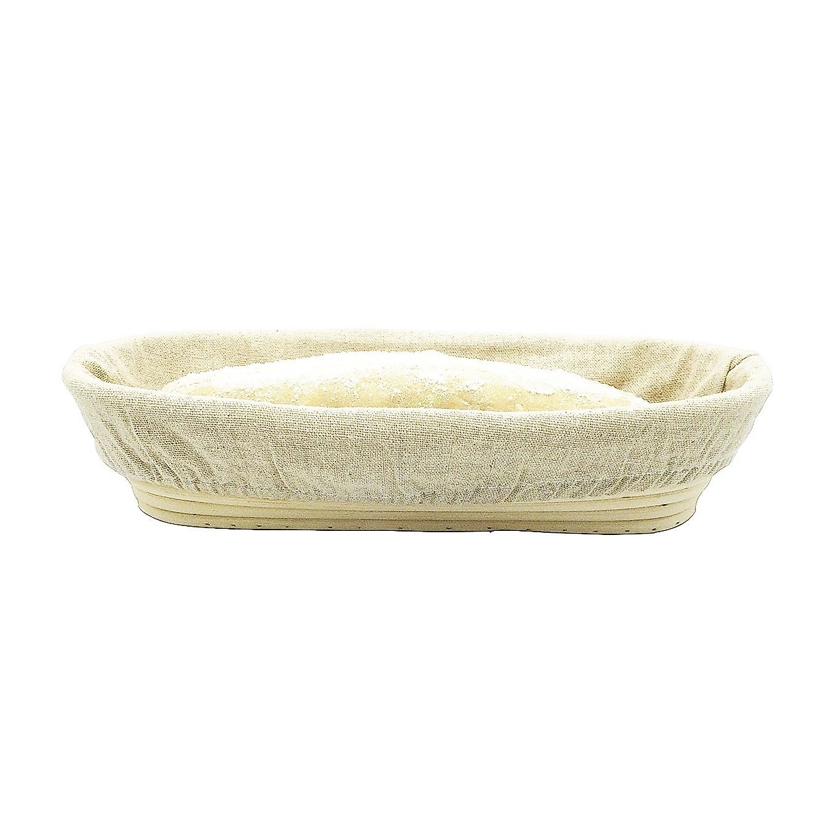 12 inch Oblong Oval Banneton Bread Proofing Basket, Brotform Bread Dough Proofing Rattan Basket +Liner Combo Set