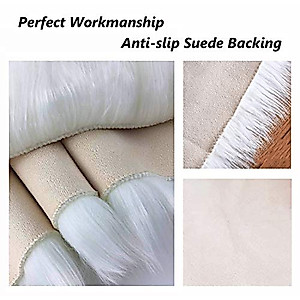 12’’ Small Faux Fur Sheepskin Cushion Soft Plush Area Rug, White Photo Background for Small Product Desktop Photography, Jewelry, Watches, Cosmetics, Ornament, Nail Art, Display and Decor (Square)