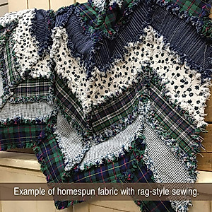 Celtic Blue Green Tartan Plaid Cotton Homespun Fabric by JCS - Sold by The Yard