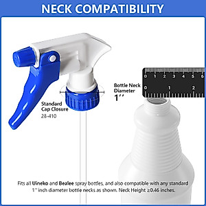 6 Pack Universal Spray Bottle Replacement Nozzle, Mist & Stream Trigger Sprayer for 16oz 24oz 32oz Bottles, Heavy Duty Mister Head Part w/ 10.2 Inch Tube for Cleaning Solutions, Car Detailing
