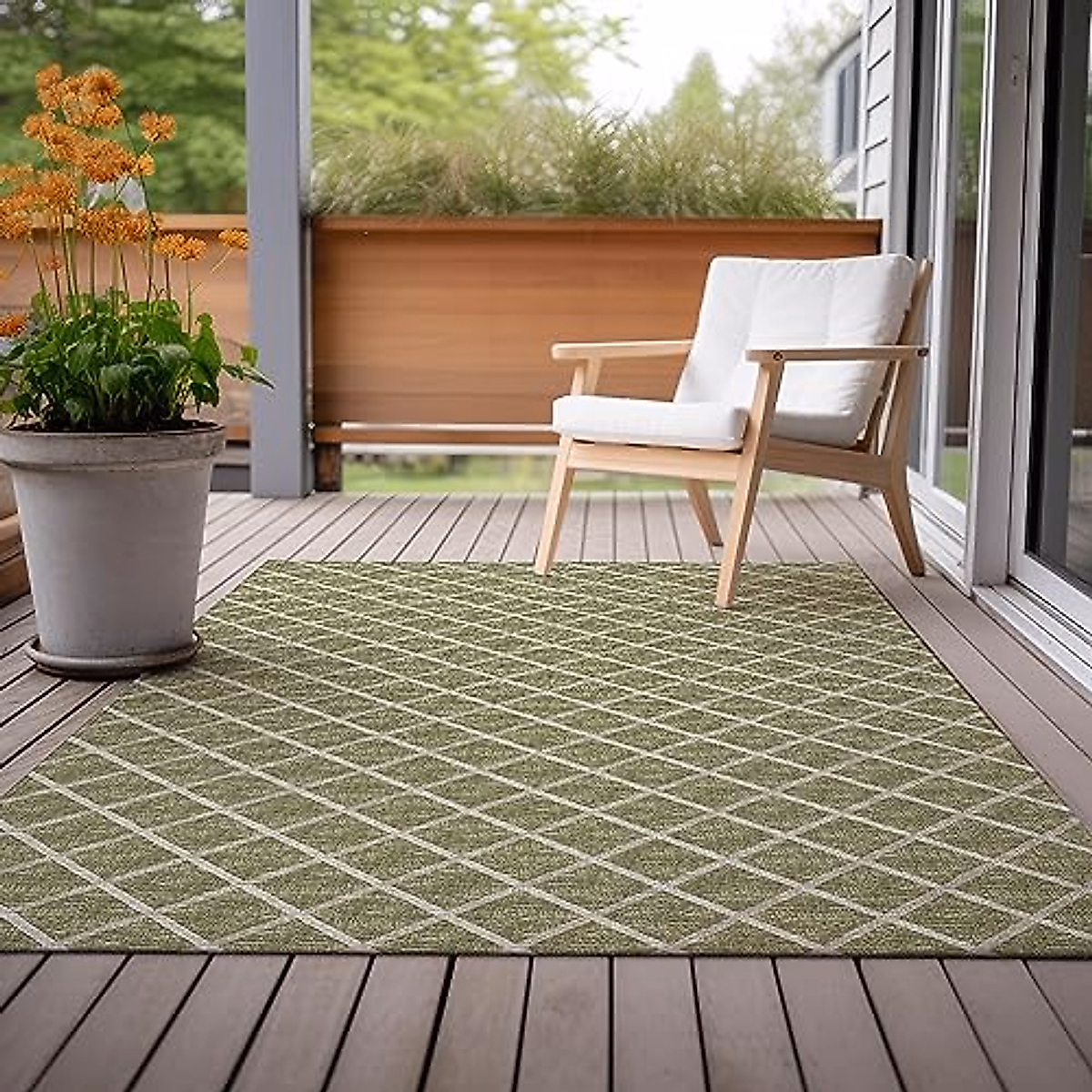 Dalyn Rugs Indoor/Outdoor York YO1 Green Washable 8' x 10'