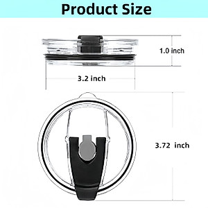 sweetfamily 2 Replacement Lids for Stainless Steel Tumbler Travel Cup,3.1 to 3.15 INCH Cup Mouth Compatible with YETI Rambler and More Tumbler Cups,Spill Proof Splash Resistant Sliding Covers (20 OZ)