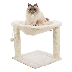 TRIXIE Baza Scratching Post with Hammock | 18" Base. Color: Cream