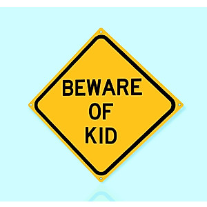 Toothsome Studios Beware of Kid 12" x 12" Funny Tin Sign Home Boys Girls Bedroom Decor