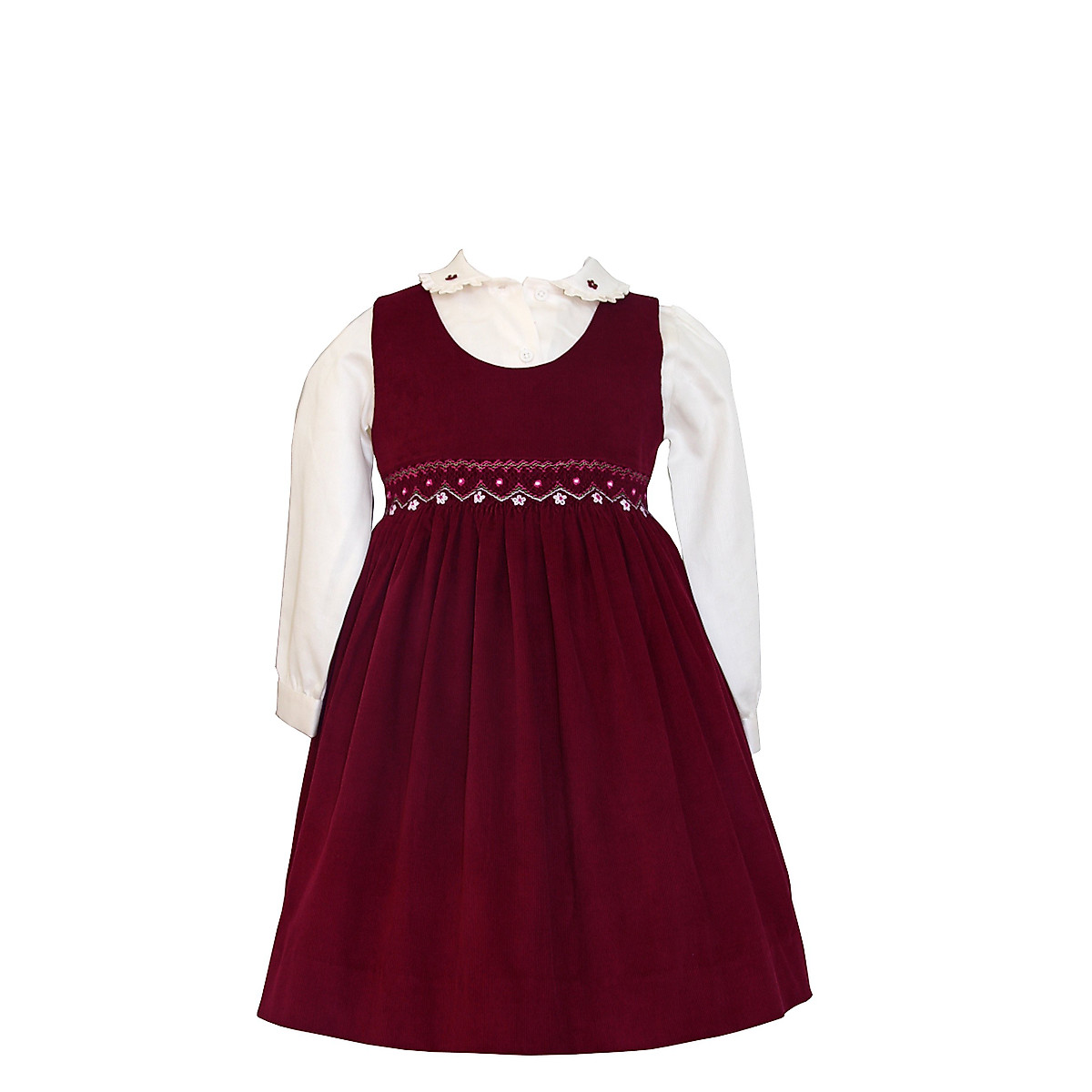 Carouselwear Baby Girls Fall Winter Corduroy Smocked Dress Holiday Infant Clothes Burgundy