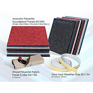 Arrowzoom GRAY Single Side-20 Pieces Polyester Foam Panels Acoustic Insulation Soundproofing 12 x 12in NRC 0.9 High Density Beveled Edge Recording Studio Podcast Sound Absorbing Tiles Man Cave 1184