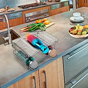 Nova Nest Water Bottle Organizer and Wine Rack, Maximize Space and Efficiency, Clear Plastic, Sturdy Design, Fits 32 oz Bottles, Ideal for Fridge, Cabinet, and Pantry, Stackable - 6 Bottles