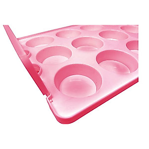 DuraCasa Cupcake Carrier, Cupcake Holder - Premium Upgraded Model - Store up to 36 Cupcakes or 3 Large Cakes - Stacking Cupcake Storage Container - Cookie, Muffin or Cake Carrier (Pink, Three Tier)