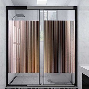Caramel Chocolate Window Privacy Film Stained Glass Opaque Non-Adhesive Frosted Cling Glass Film Removable for Bathroom Shower Door Frosted Colorful Vertical Lines Colorful 17.7Wx23.6L-inch x2 Pcs
