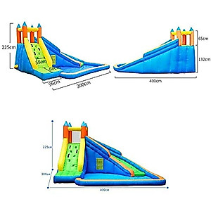 Inflatable Castle and Slide,S Children S Slides Inflatable Water-Spraying Small Rock Climbing Indoor and Outdoor Naughty Castles Square Children S Playground Colors 400 300 225Cm