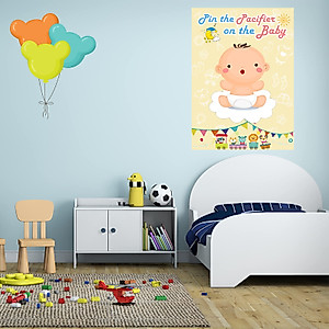 Hooqict Pin The Pacifier On The Baby Game with Baby Shower Scratch Off Game Girls Boys Baby Shower Games Party Favors Gender Reveal Party Supplies