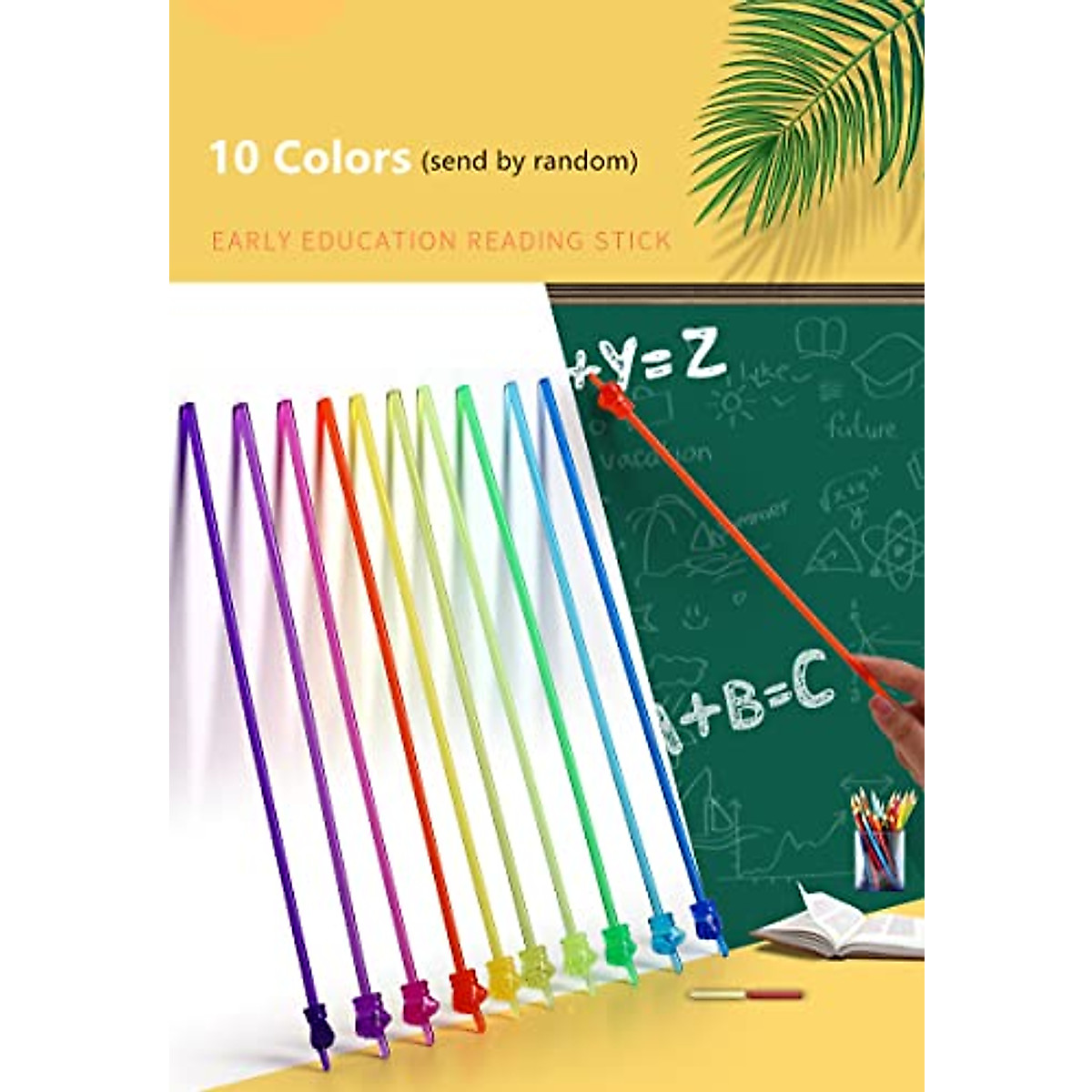 Richardy 10Pcs Mini Hand Pointer Stick for Classroom Presentation Finger Kids Learning Toys Teaching Aids Teacher (EC090-3)