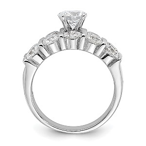 925 Sterling Silver Cubic Zirconia CZ Engagement Ring Wedding Band 2-piece Bridal Jewelry Set Size 8