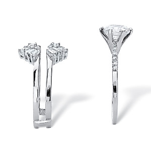 PalmBeach Platinum-plated Sterling Silver Round Cubic Zirconia Jacket Bridal Ring Set Sizes 6-10 Size 10