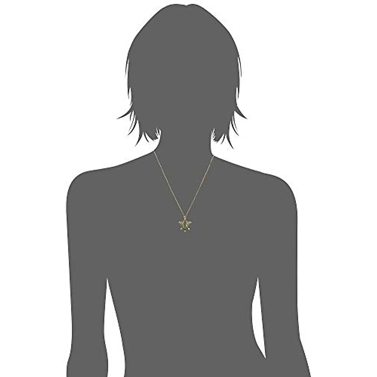 Amazon Collection womens 18k Yellow Gold Plated Sterling Silver Genuine Green Jade Turtle Pendant Necklace, 18"