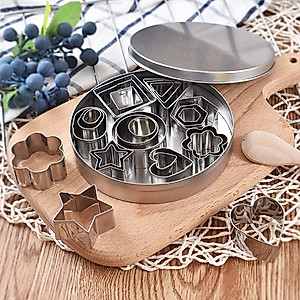 Newk 24PCS Stainless Steel Cookie Cutters for Baking, Heart, Star, Flower, Geometric Shaped Assorted Sizes - Mini Biscuit Cutters