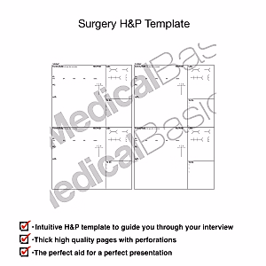 Surgery H&P Notebook with 4 Day SOAP - Medical History and Physical Notebook, 50 Medical templates with Perforations