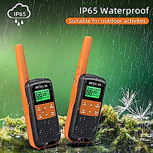Retevis RT49 Walkie Talkies Rechargeable,IP65 Waterproof Two Way Radios for Adults, NOAA VOX Flashlight 1200mAh AA Battery, Long Range 2 Way Radio for Outdoor Hiking Camping Skiing(2 Pack)