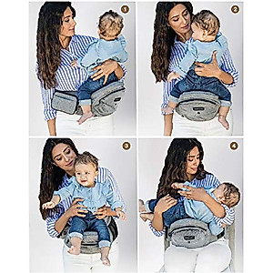 TushBaby - Safety-Certified Hip Seat Baby Carrier - Mom’s Choice Award Winner, Seen on Shark Tank, Ergonomic Carrier & Extenders for Newborns & Toddlers (Carrier, Grey)