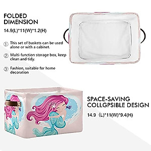 Storage Basket Cube Cute Animal Mermaid Large Collapsible Toys Storage Box Bin Laundry Organizer for Closet Shelf Nursery Kids Bedroom,15x11x9.5 in,1 Pack