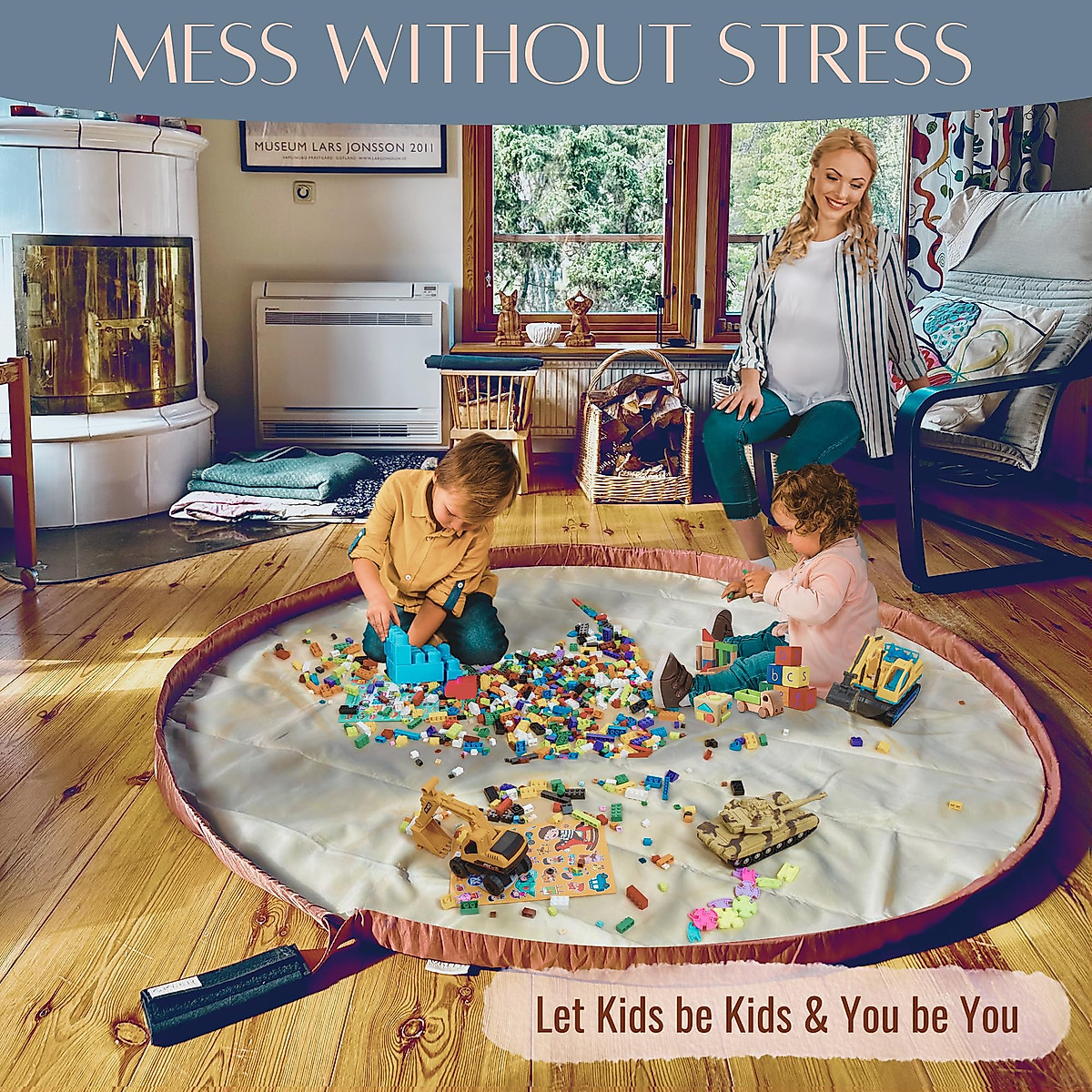 OKLEH - XL Toy Storage Play Mat - Toy Chest - Travel Pack & Play - Canvas Storage Bag Organizer - Kids Craft Organizer, Storage & Container System - Playroom - For Play with Lego, Duplo & Hot Wheels